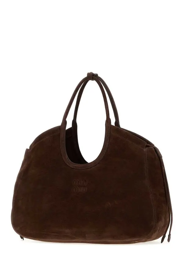 Miu Miu Dark Suede Ivy Shopping Bag - Brown