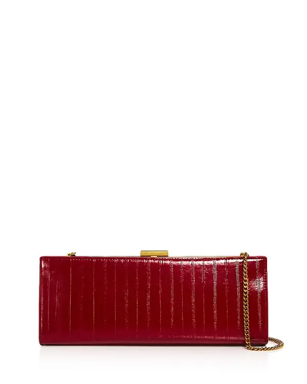 Aqua Eel Embossed Leather Clutch Exclusive - Red