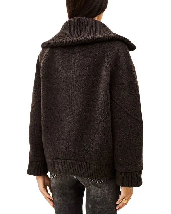 Ba&sh Dani Wool Blend Ribbed Trim Coat
