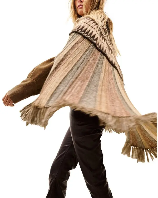 Ba&sh Prato Striped Fringed Poncho