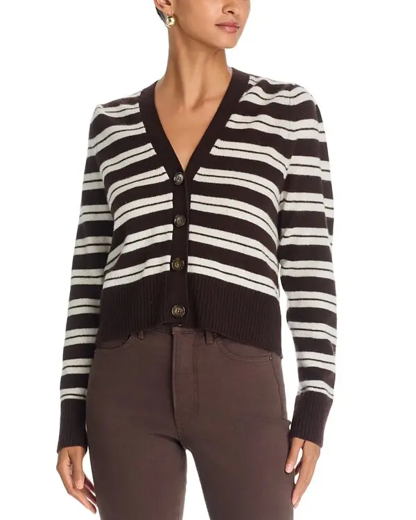Veronica Beard Frankie Cashmere Cardigan - Espresso/ivory