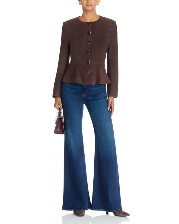 Veronica Beard Quinn Leather Peplum Jacket