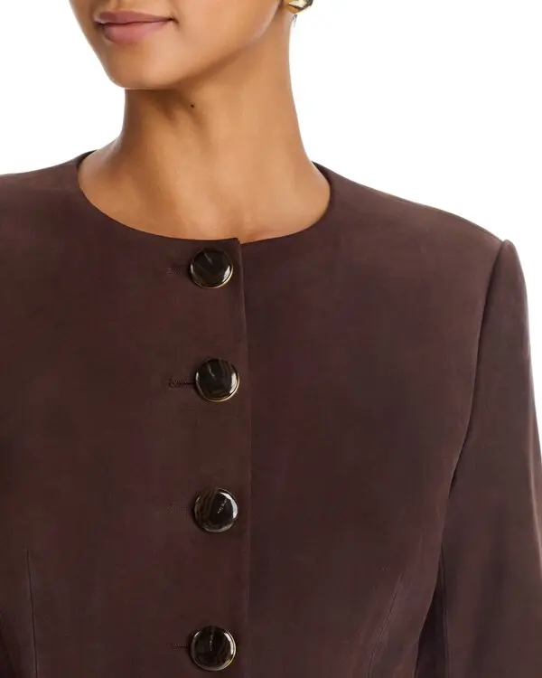 Veronica Beard Quinn Leather Peplum Jacket
