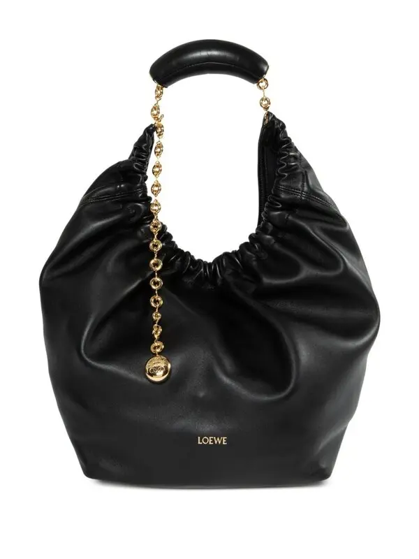 Loewe Squeeze Medium Leather Shoulder Bag - Black