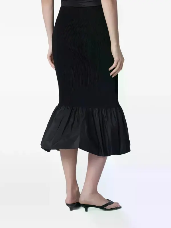 PATOU Ribbed Ruffled Midi Skirt