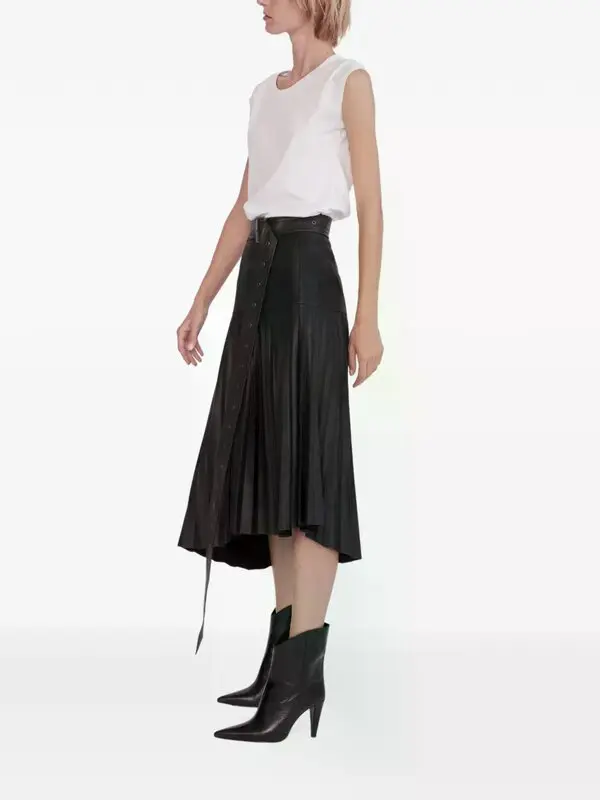 WEST 14TH Park Avenue Pleated Leather Midi Skirt