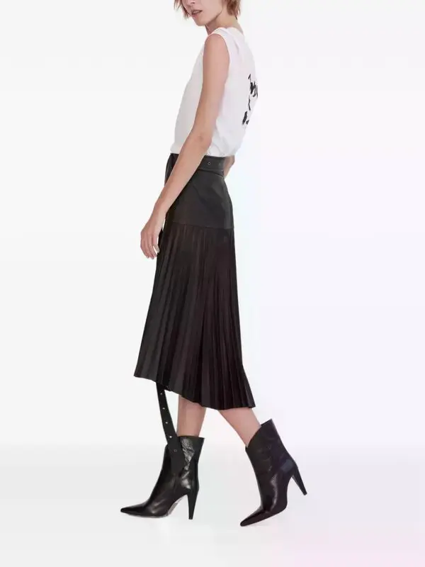 WEST 14TH Park Avenue Pleated Leather Midi Skirt