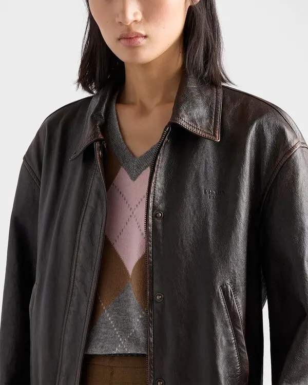Prada Argyle Cashmere V-neck Sweater
