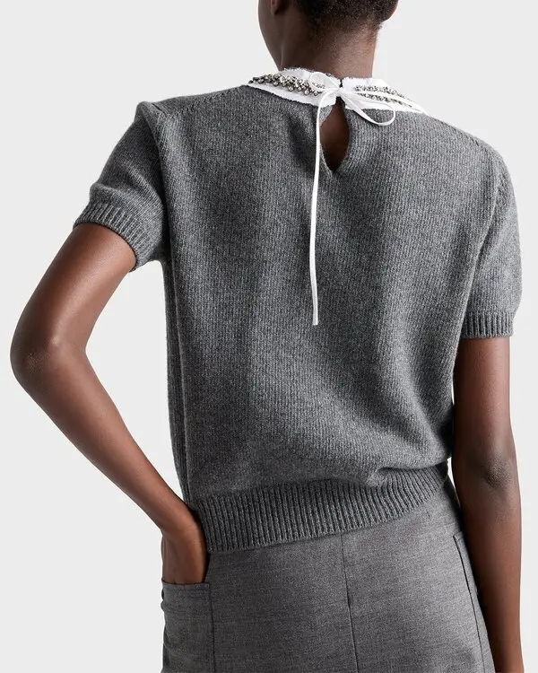 Prada Short Sleeved Wool And Cashmere Sweater