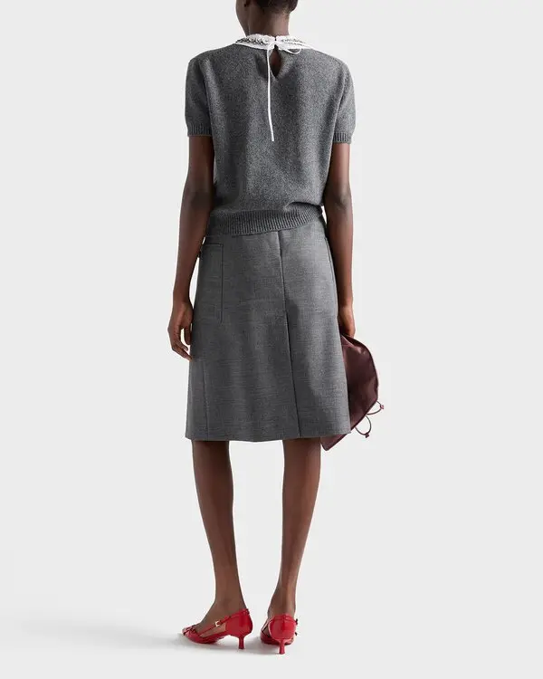 Prada Short Sleeved Wool And Cashmere Sweater