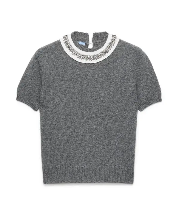 Prada Short Sleeved Wool And Cashmere Sweater