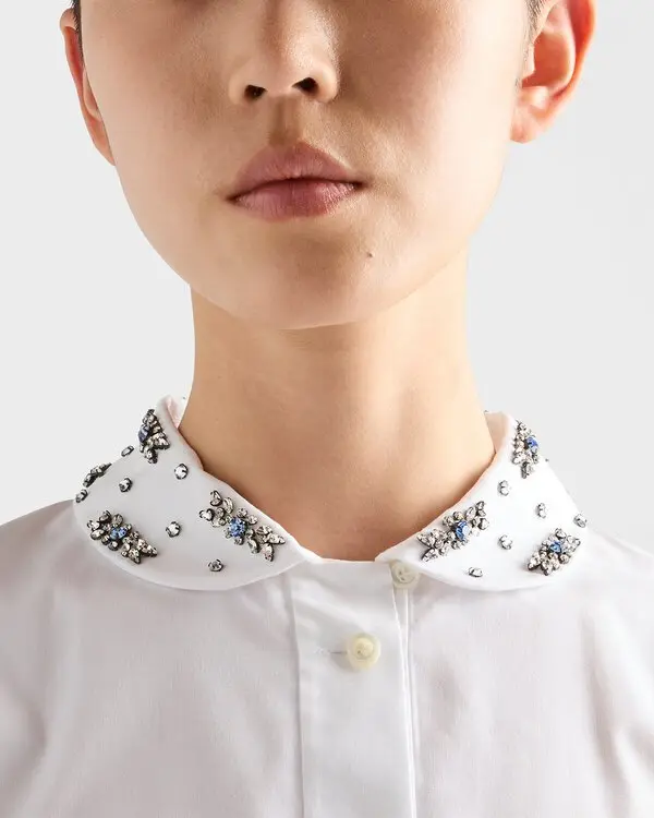 Prada Embroidered Poplin Mini Dress