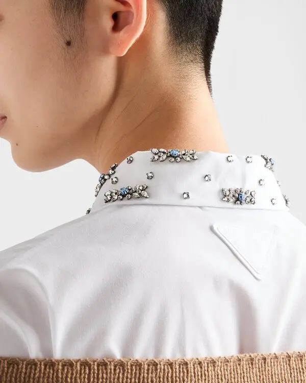 Prada Embroidered Poplin Mini Dress