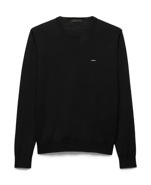 Prada Superfine Wool Crew-neck Sweater - Black