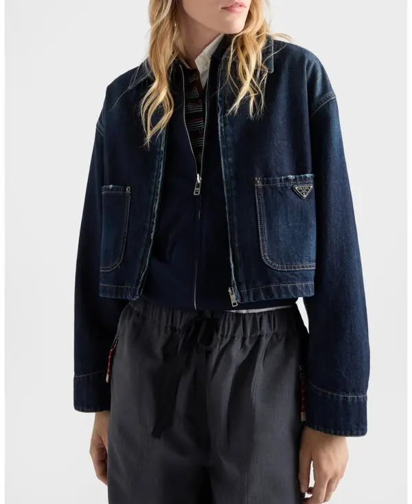 Prada Cropped Denim Blouson Jacket