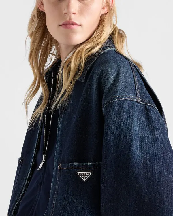 Prada Cropped Denim Blouson Jacket