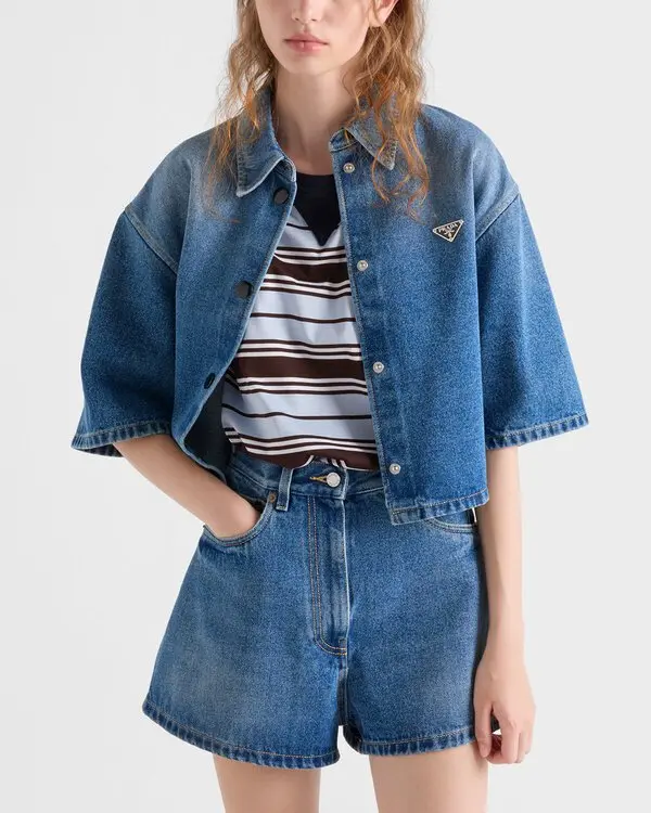 Prada Cropped Denim Shirt Jacket