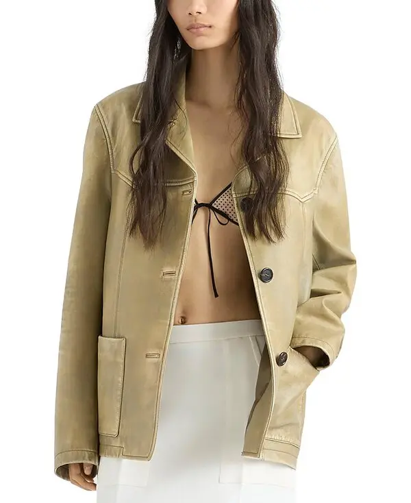 Prada Nappa Leather Jacket - Beige