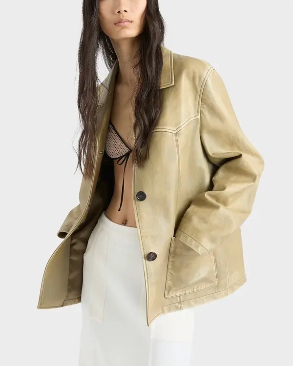 Prada Nappa Leather Jacket - Beige
