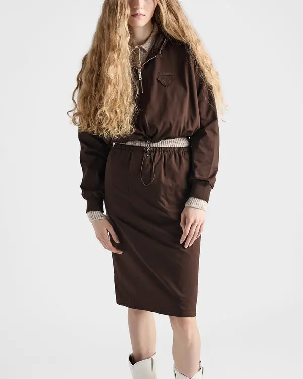 Prada Reversible Cotton Jersey And Re-nylon Skirt