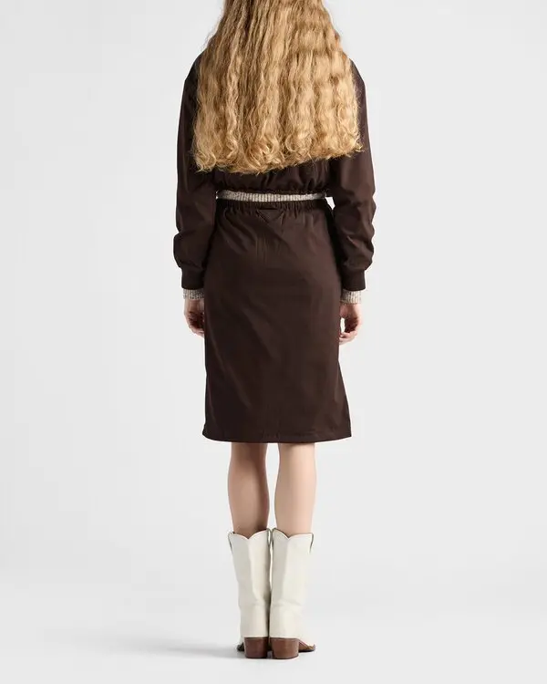 Prada Reversible Cotton Jersey And Re-nylon Skirt