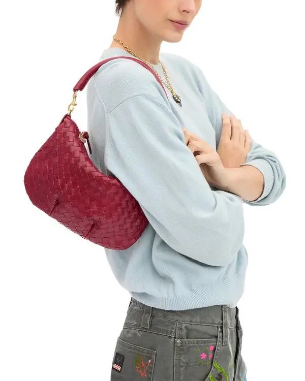Clare V. Petit Moyn Woven Leather Shoulder Bag