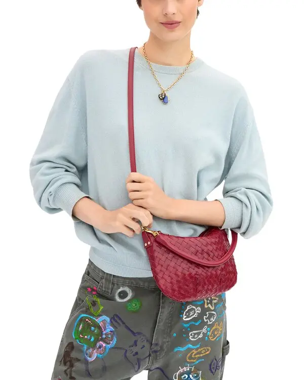 Clare V. Petit Moyn Woven Leather Shoulder Bag