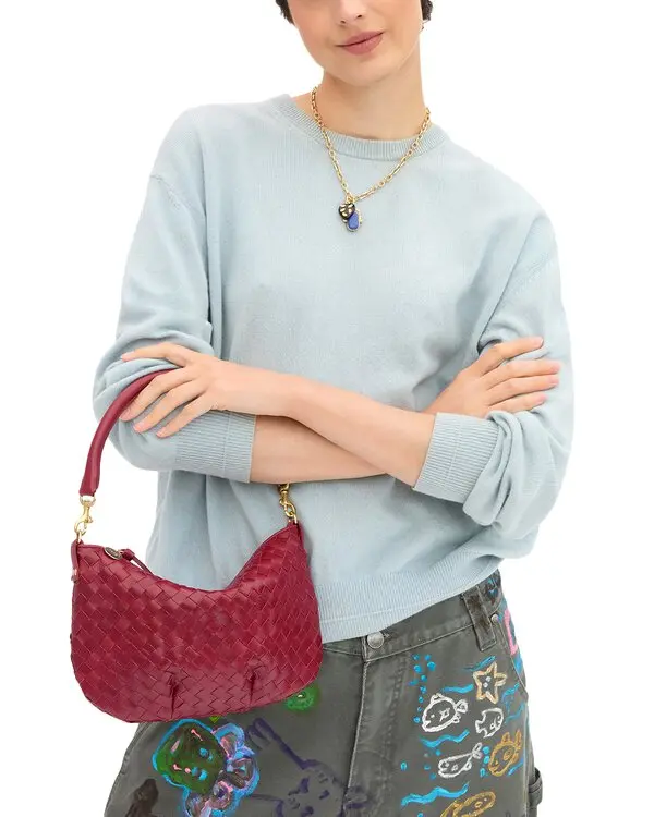 Clare V. Petit Moyn Woven Leather Shoulder Bag