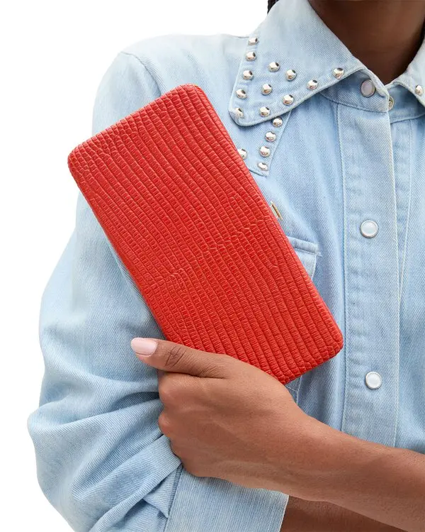 Clare V. Le Tabac Lizard Embossed Leather Clutch