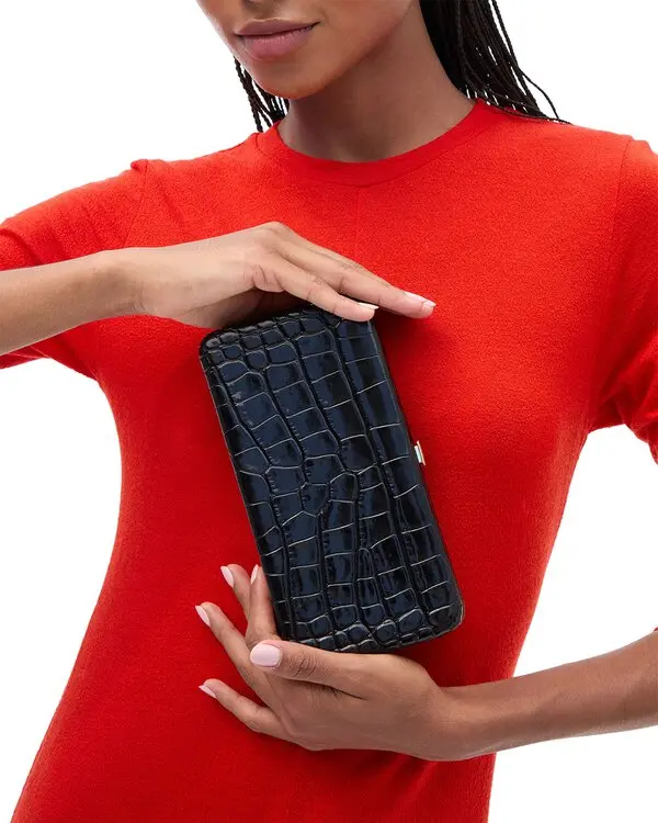Clare V. Le Tabac Congo Croc Embossed Leather Clutch