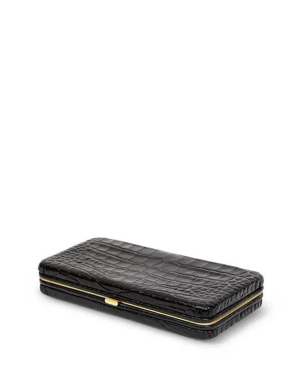 Clare V. Le Tabac Congo Croc Embossed Leather Clutch