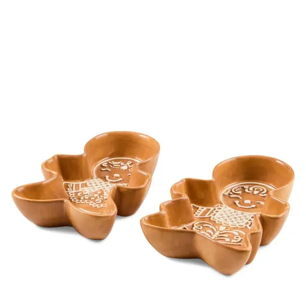 MACKENZIE-CHILDS Check Gingerbread Snack Bowls, Set Of 2