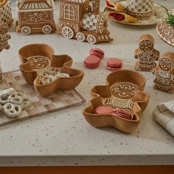 MACKENZIE-CHILDS Check Gingerbread Snack Bowls, Set Of 2