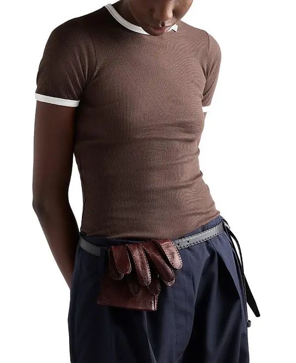 Prada Ribbed Knit Top - Brown