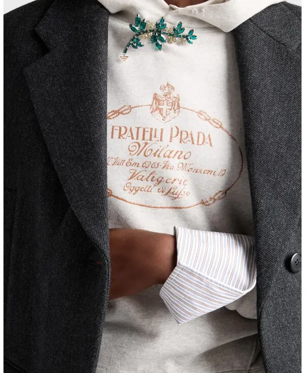 Prada Cotton Fleece Hoodie - Grey
