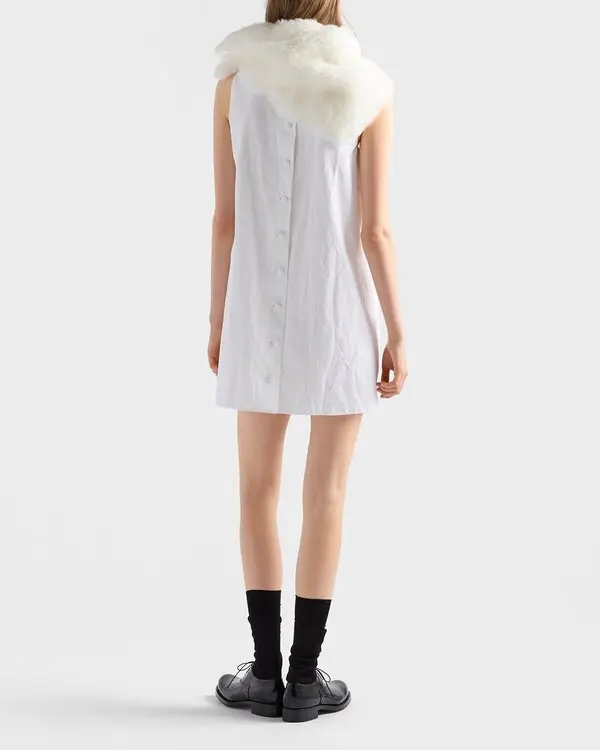 Prada Embroidered Old Reps Fabric Mini Dress - White