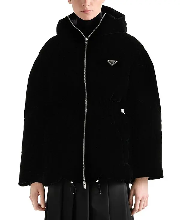 Prada Velvet Down Jacket - Black
