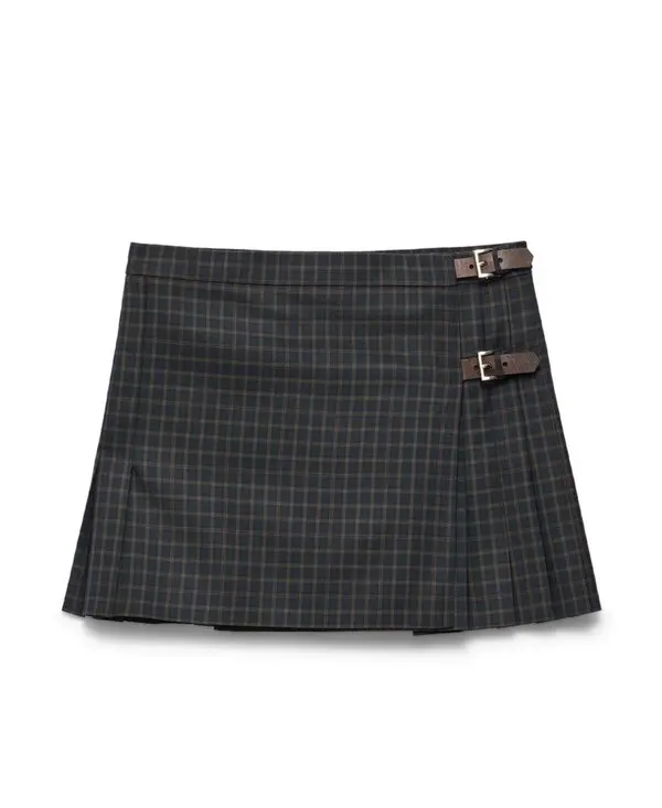 Prada Checked Wool Miniskirt
