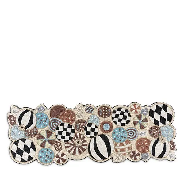 MACKENZIE-CHILDS Natural Noel Jolly Ornaments Table Runner, 36 X 13