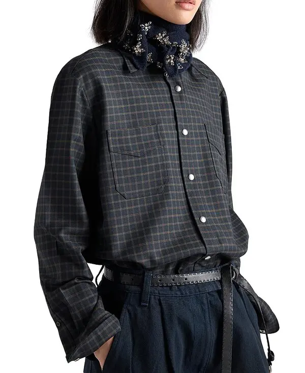 Prada Checked Wool Shirt - Blue