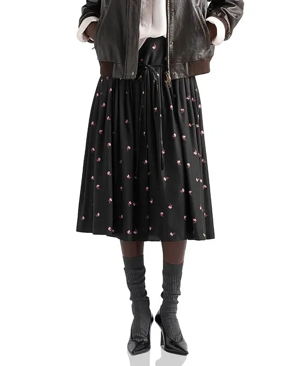 Prada Floral Print Washed Silk Midi-skirt - Pink