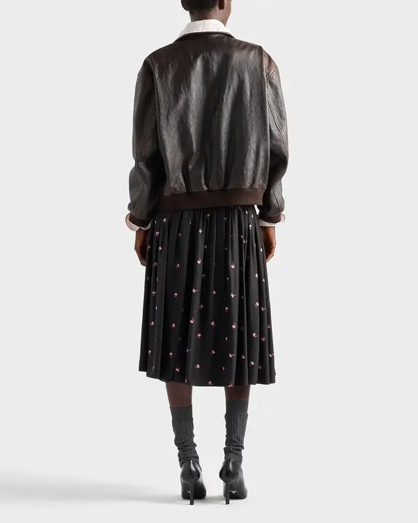Prada Floral Print Washed Silk Midi-skirt