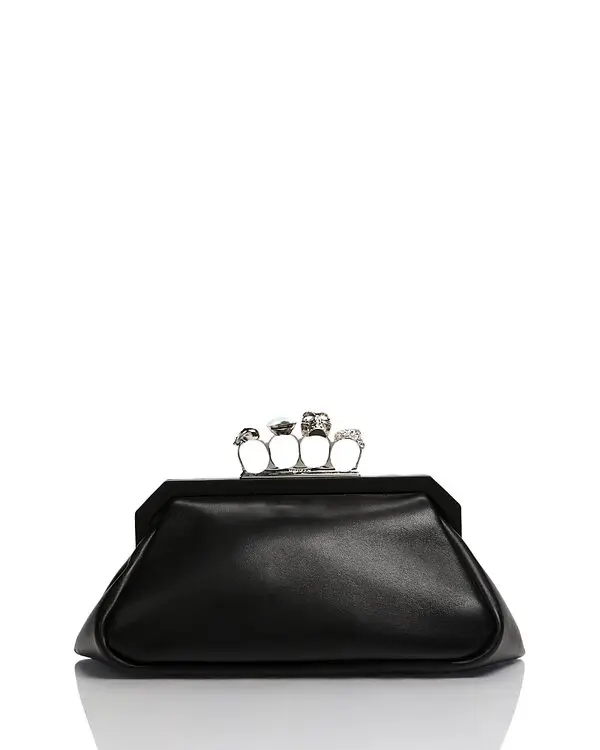 Alexander McQueen Knuckle Duster Leather Shoulder Bag - Black