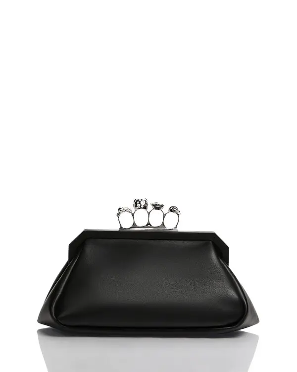 Alexander McQueen Knuckle Duster Leather Shoulder Bag - Black