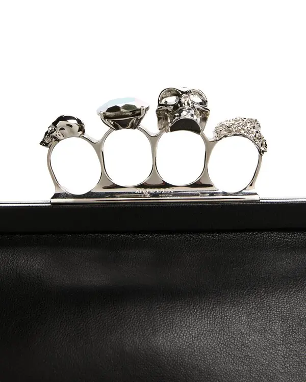 Alexander McQueen Knuckle Duster Leather Shoulder Bag - Black