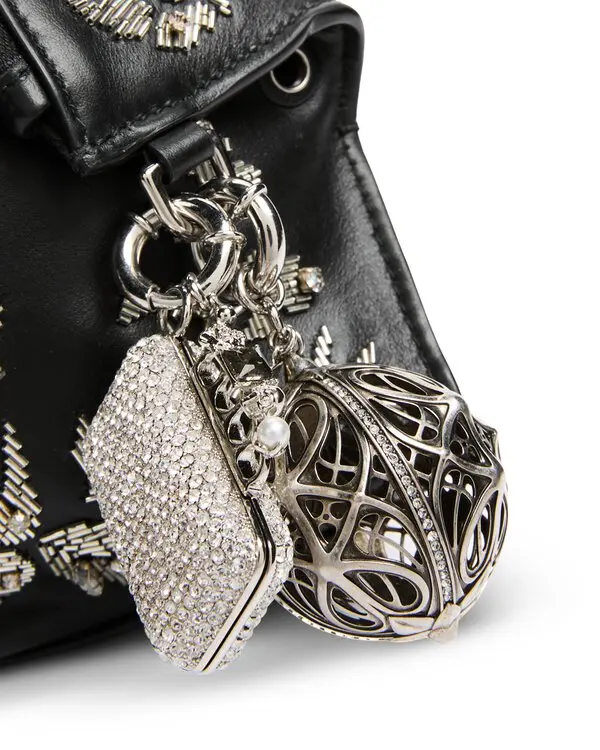 Alexander McQueen Floral Embroidery Leather Shoulder Bag