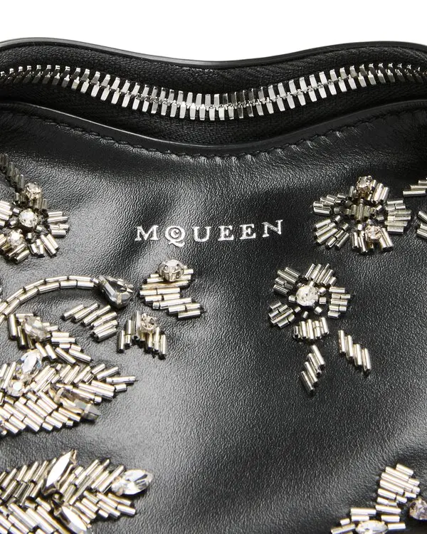 Alexander McQueen Floral Embroidery Leather Shoulder Bag