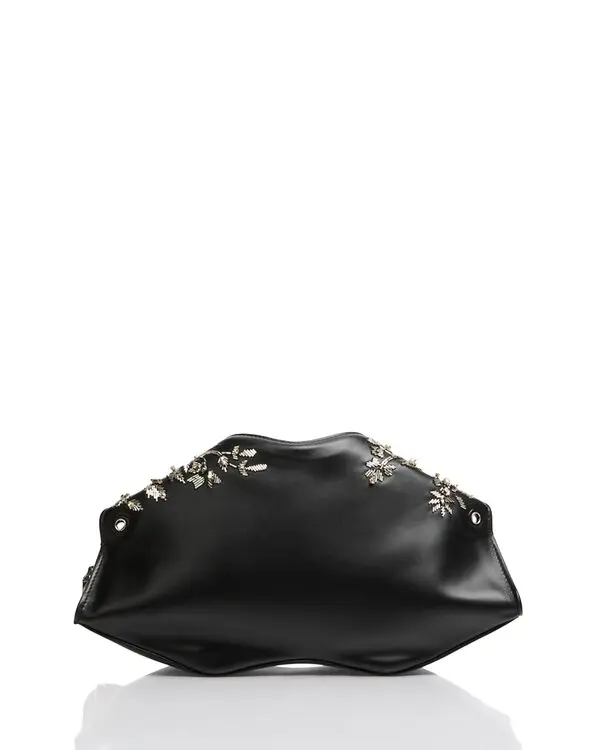 Alexander McQueen Floral Embroidery Leather Shoulder Bag
