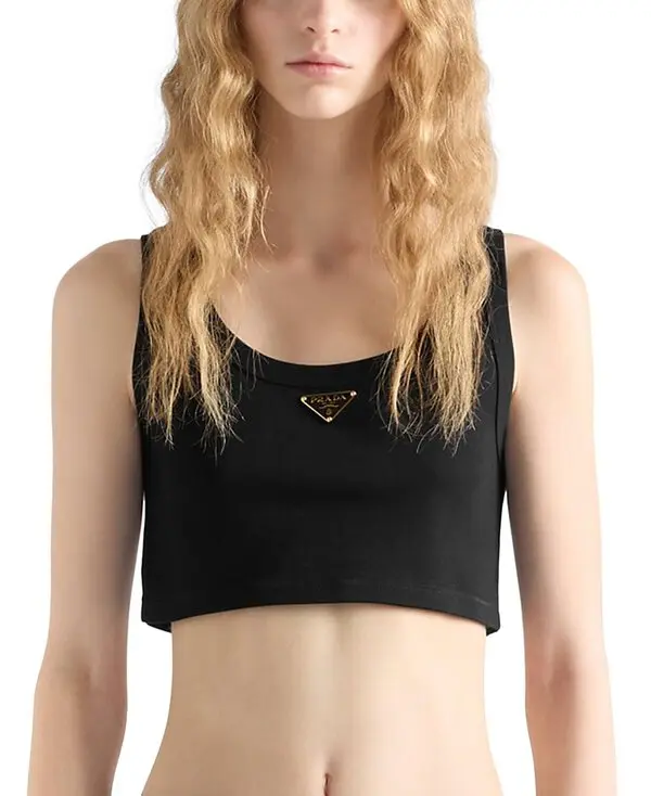 Prada Jersey Cropped Top - Black