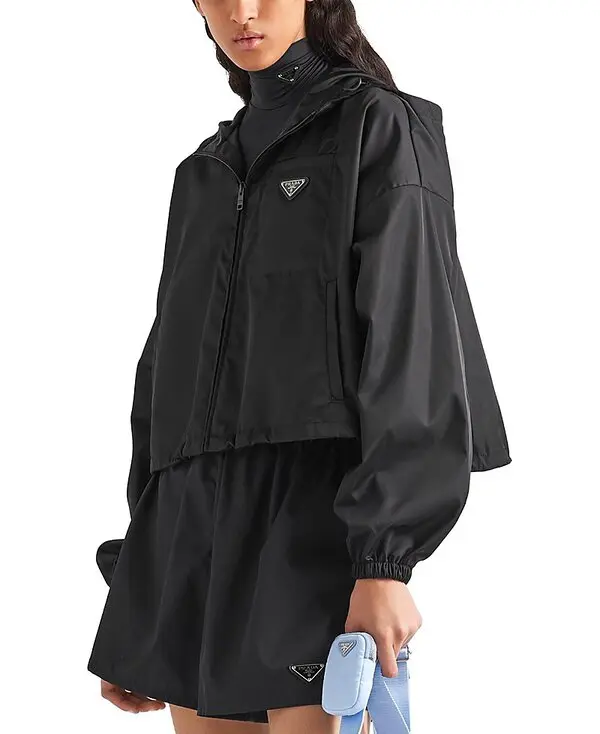 Prada Re-nylon Cropped Jacket - Black